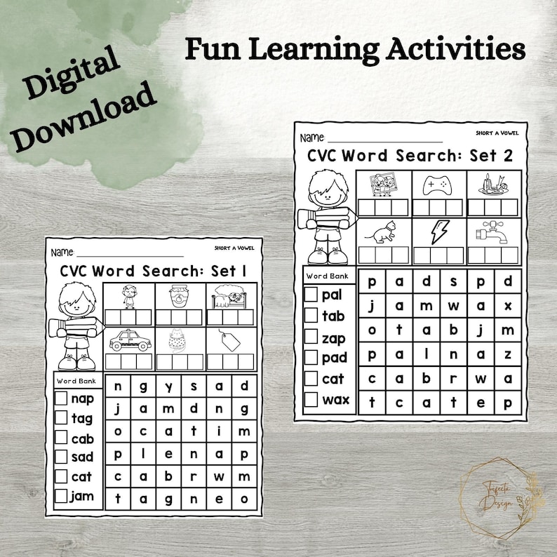 CVC Words Worksheet | Phonics Word Search | Kindergarten Reading | Kids ...
