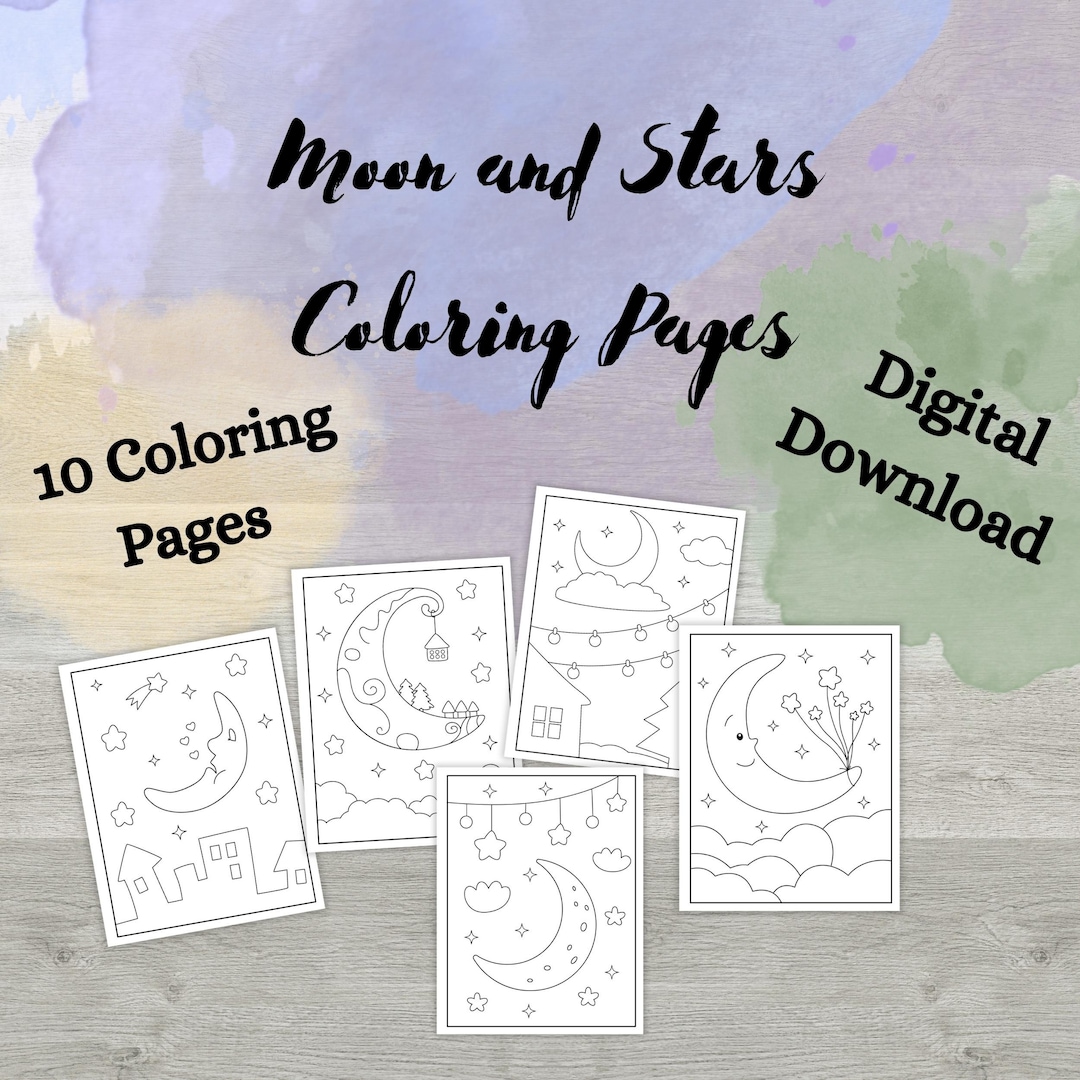 Moon and Stars Coloring Pages for Kids | Kids Activities | Instant ...