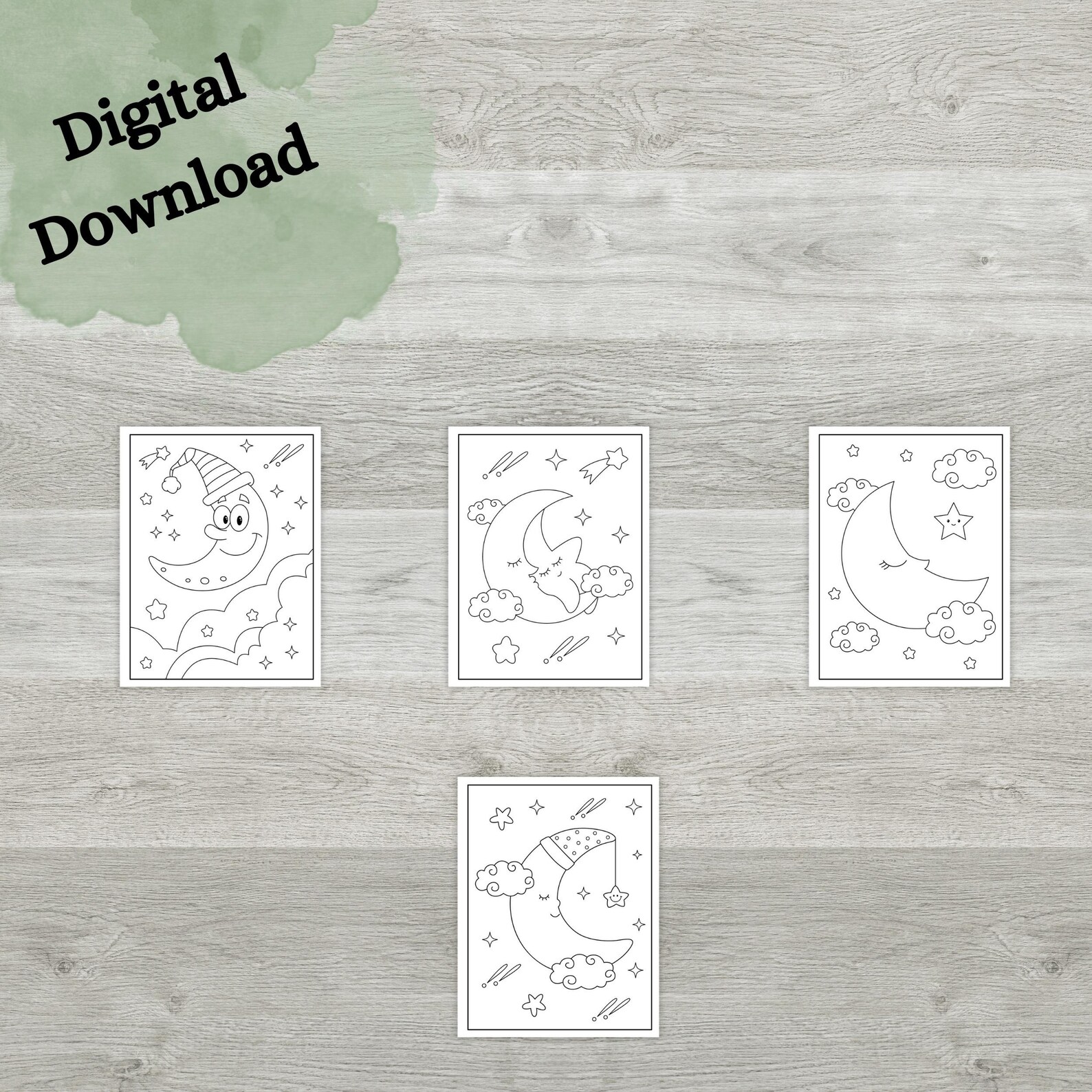 Moon and Stars Coloring Pages for Kids | Kids Activities | Instant ...