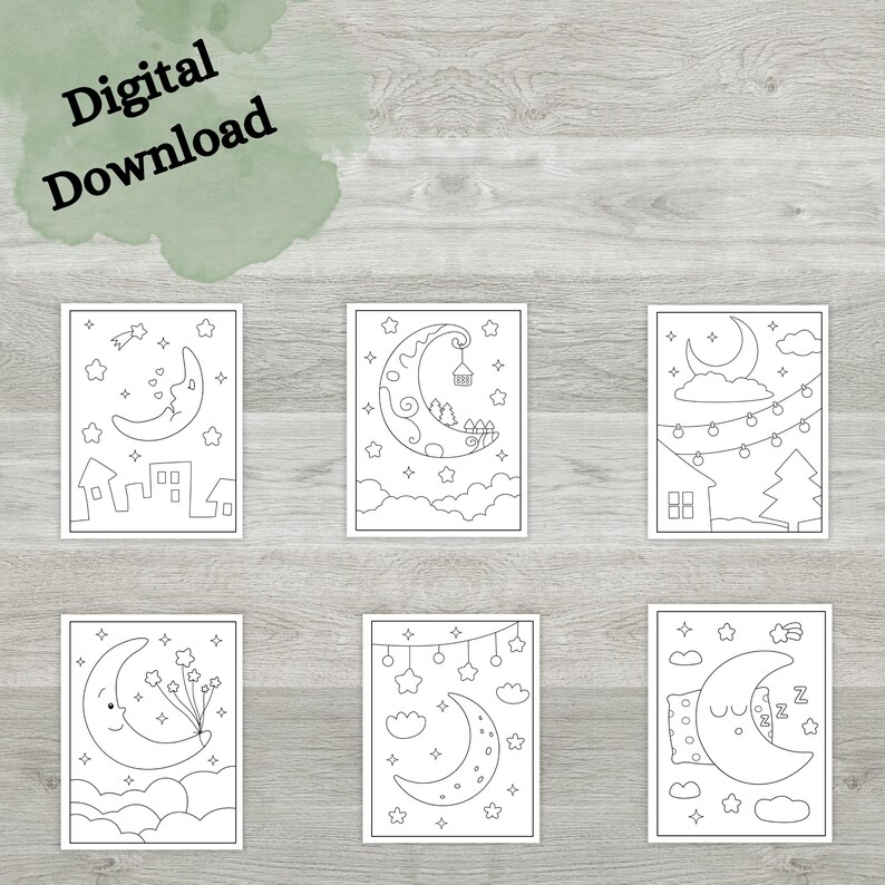 Moon and Stars Coloring Pages for Kids | Kids Activities | Instant ...