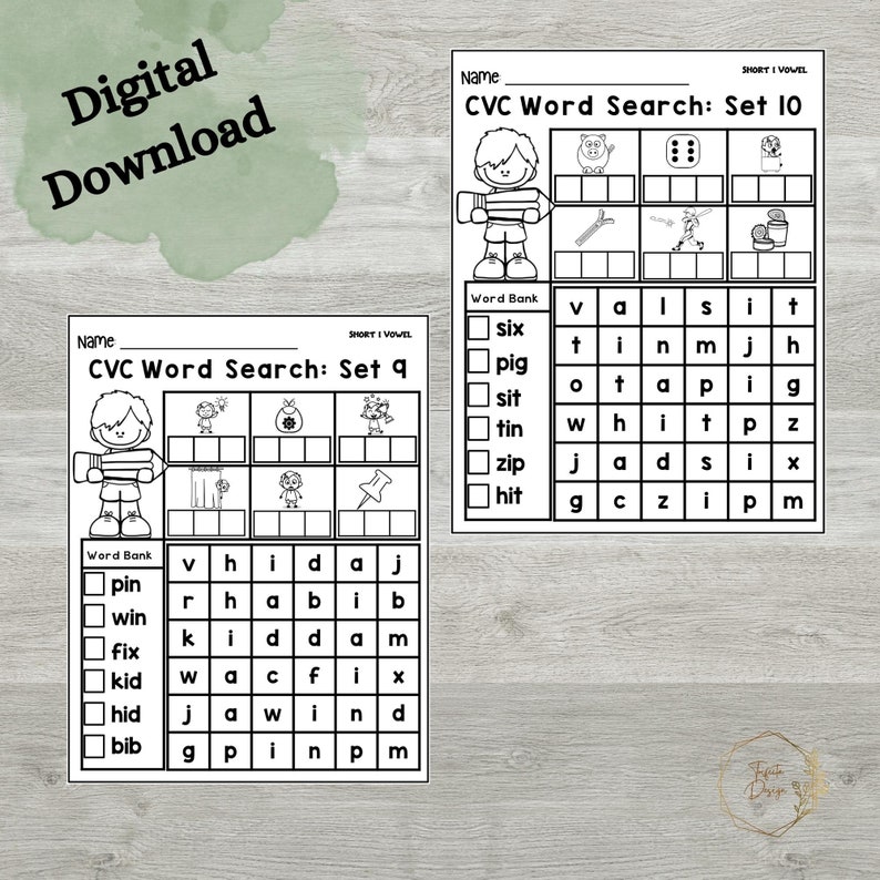 CVC Words Worksheet | Phonics Word Search | Kindergarten Reading | Kids ...