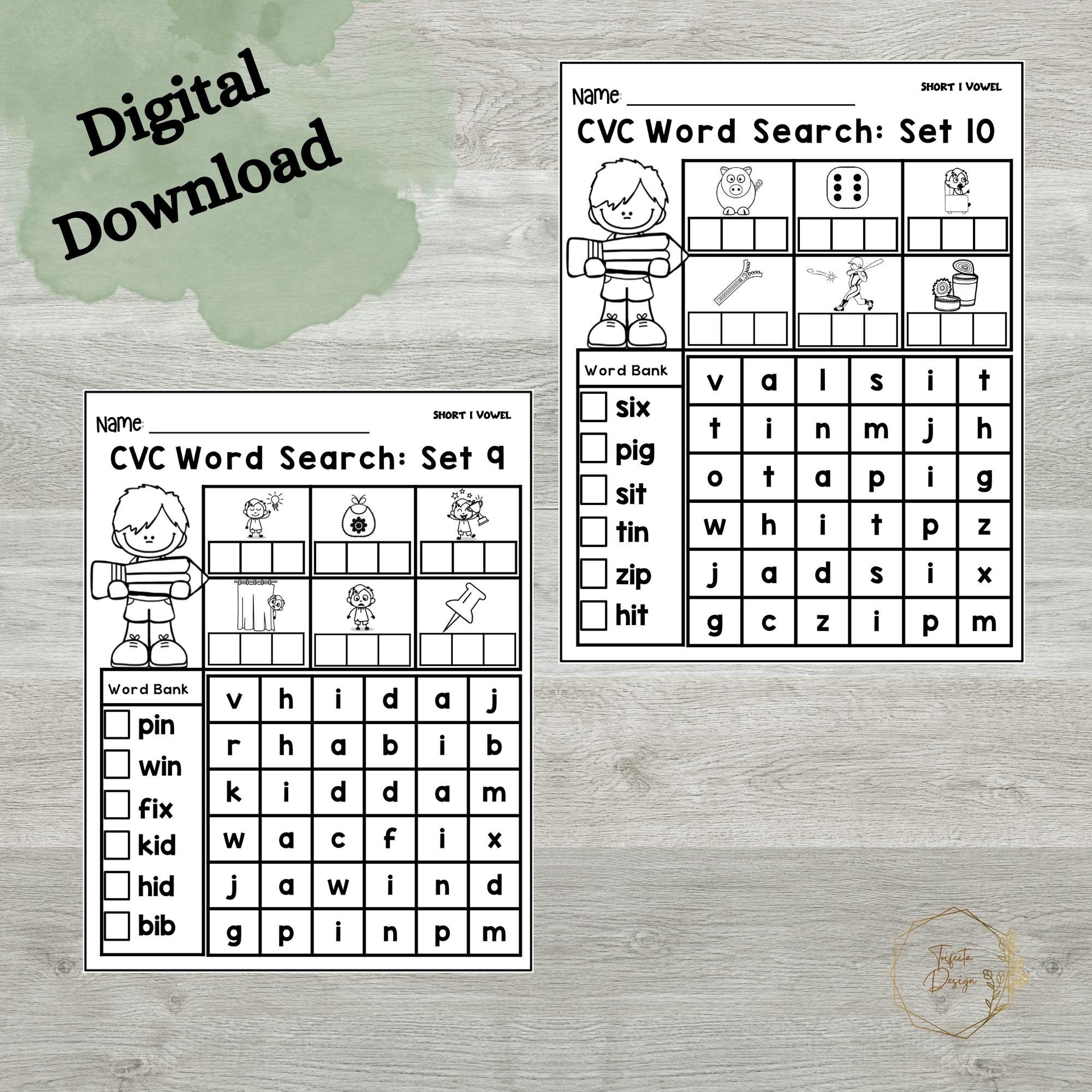 CVC Words Worksheet | Phonics Word Search | Kindergarten Reading | Kids ...