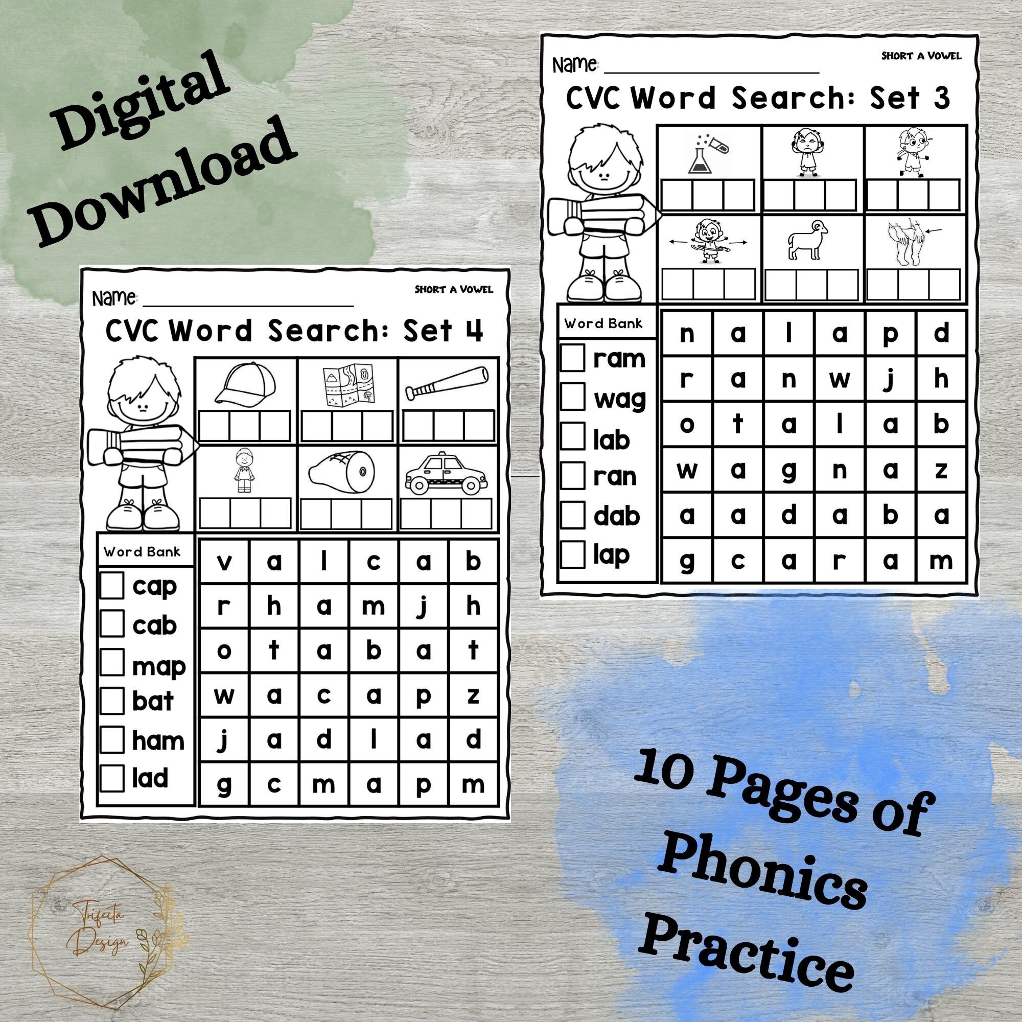 CVC Words Worksheet | Phonics Word Search | Kindergarten Reading | Kids ...