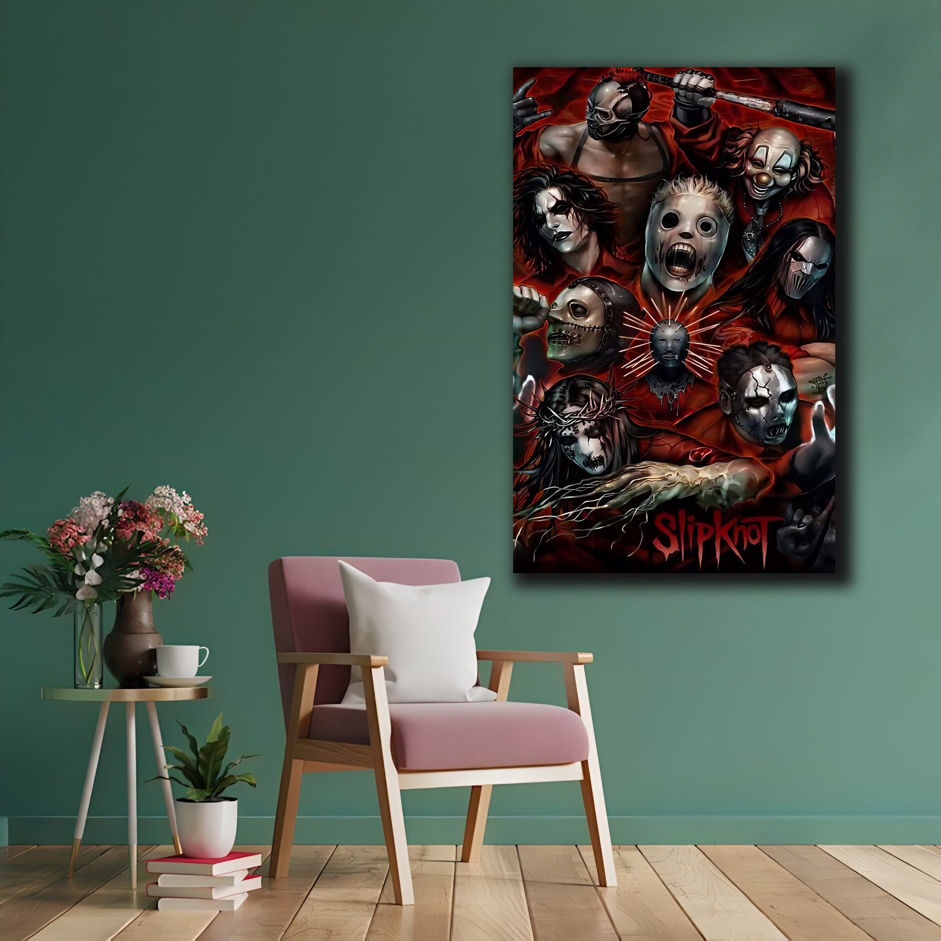 Slipknot Rock Band Hand Drawn Modern Wall Art, Apartment Wall Decor ...