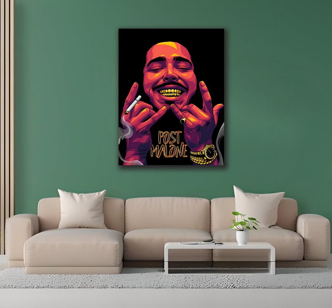Art Work Canvas Poster, Post Malone Rap Music Modern Print, Aesthetic ...