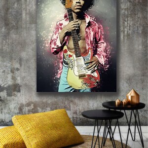 Jimi Hendrix Hand Drawn Modern Wall Art, Apartment Wall Decor ...