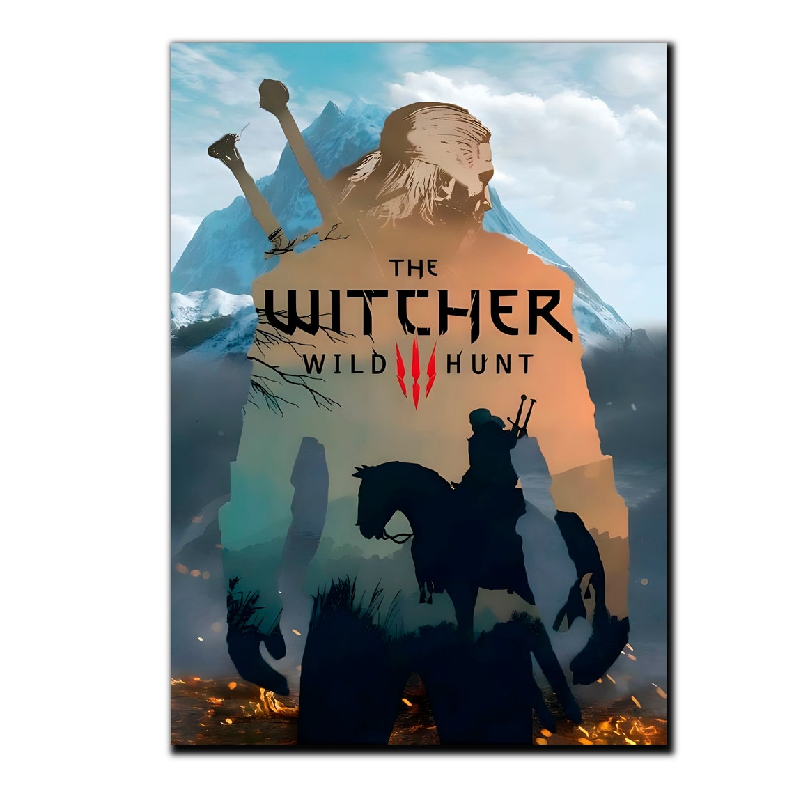 Hand Drawn Wall Art Canvas Poster, Witcher Wild Hunt Poster, Video Game ...
