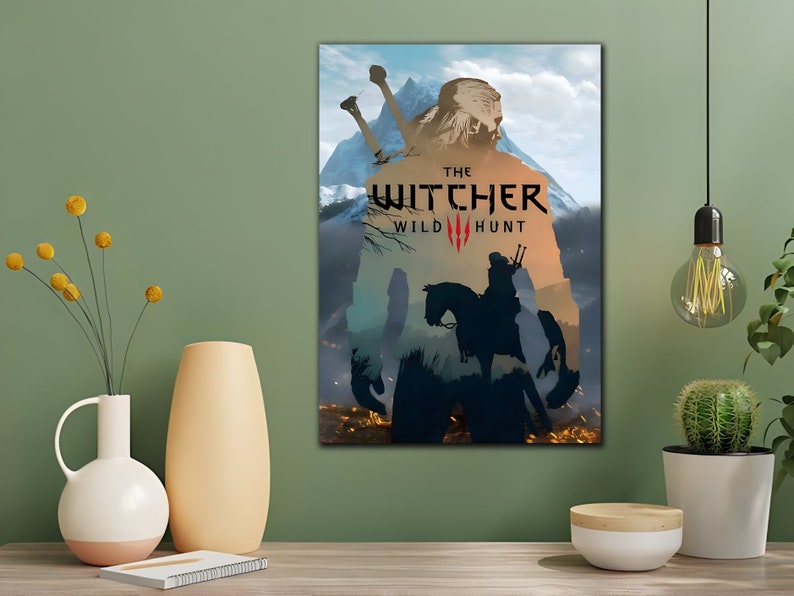 Hand Drawn Wall Art Canvas Poster, Witcher Wild Hunt Poster, Video Game ...