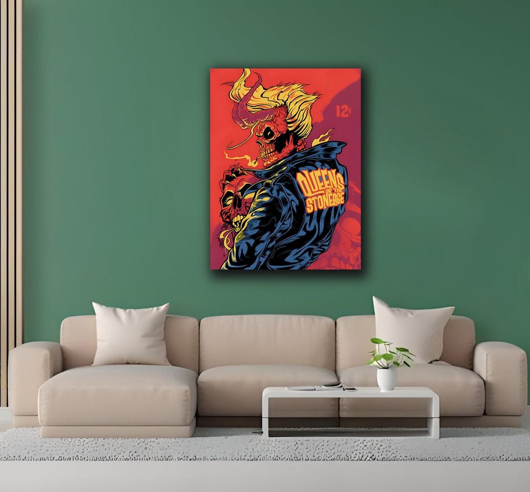 Hand Drawn Wall Art, Canvas Poster, Queens of the Stone Age Rock Band ...