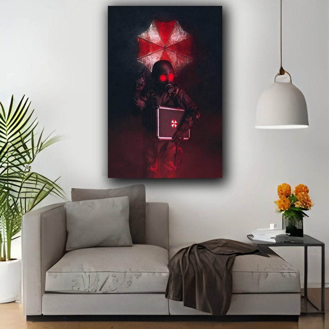 Hand Drawn Wall Art, Canvas Poster, Resident Evil Wall Art, Video Game ...
