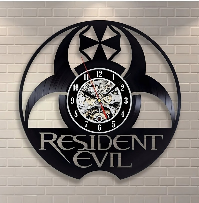 Resident Evil Vinyl Record Wall Clock, Video Game Fan Art, Kitchen Wall ...
