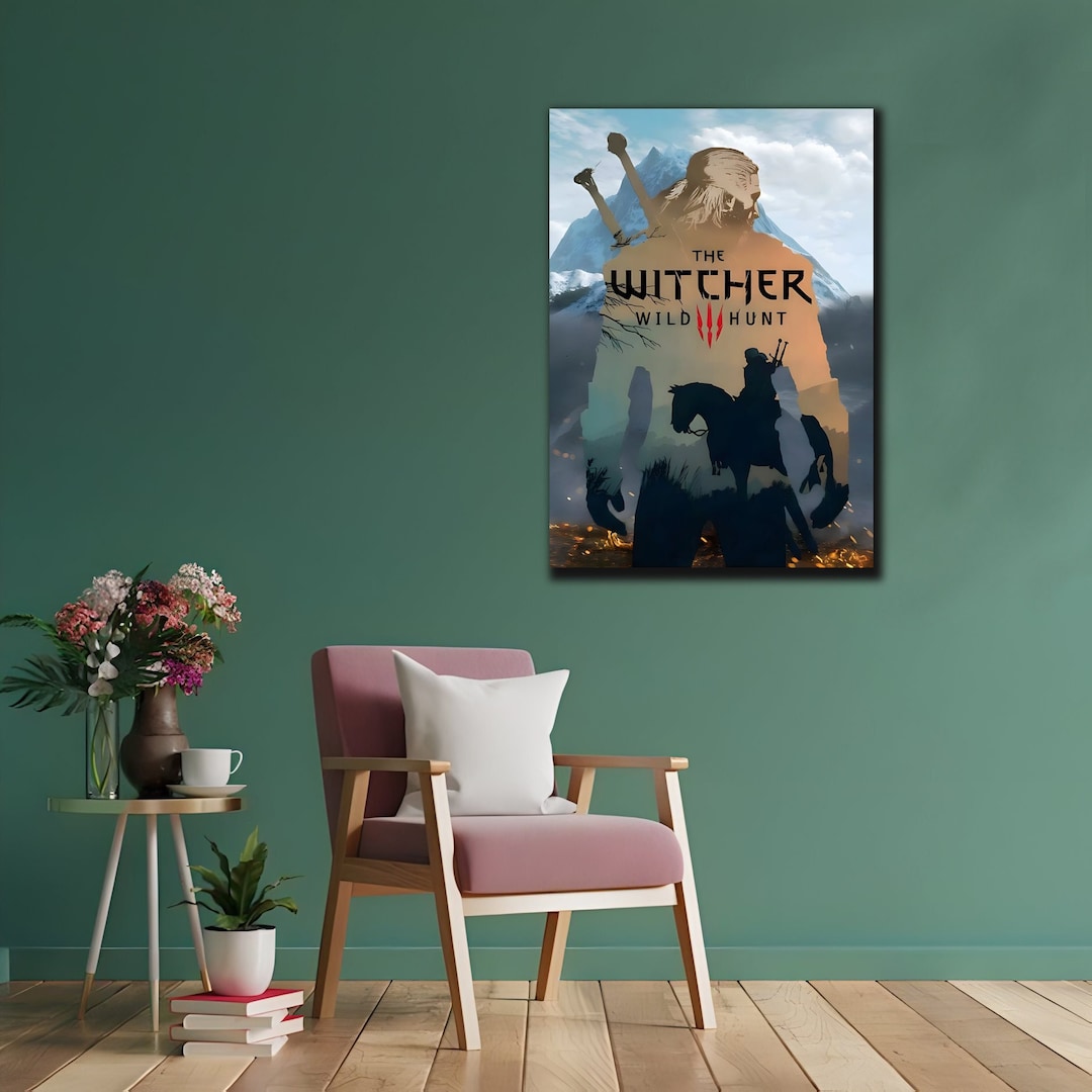 Hand Drawn Wall Art Canvas Poster, Witcher Wild Hunt Poster, Video Game ...