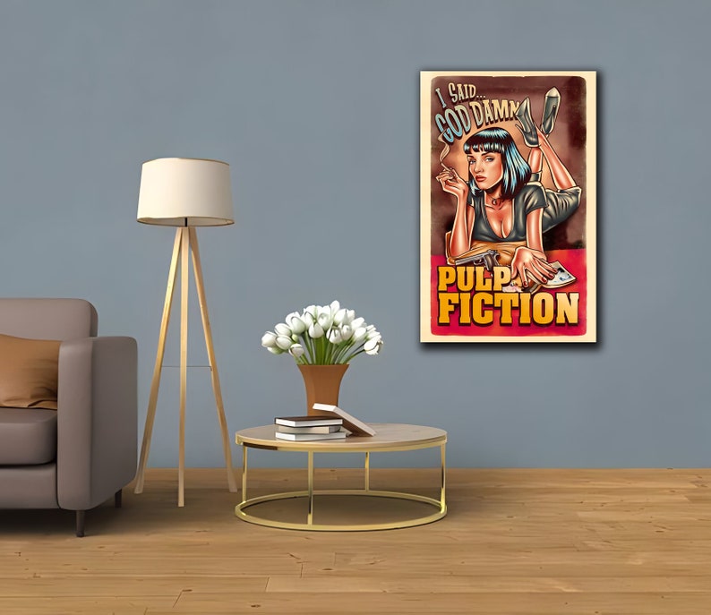Pulp Fiction Hand Drawn Movie Theme Wall Art, Apartment Wall Decor ...