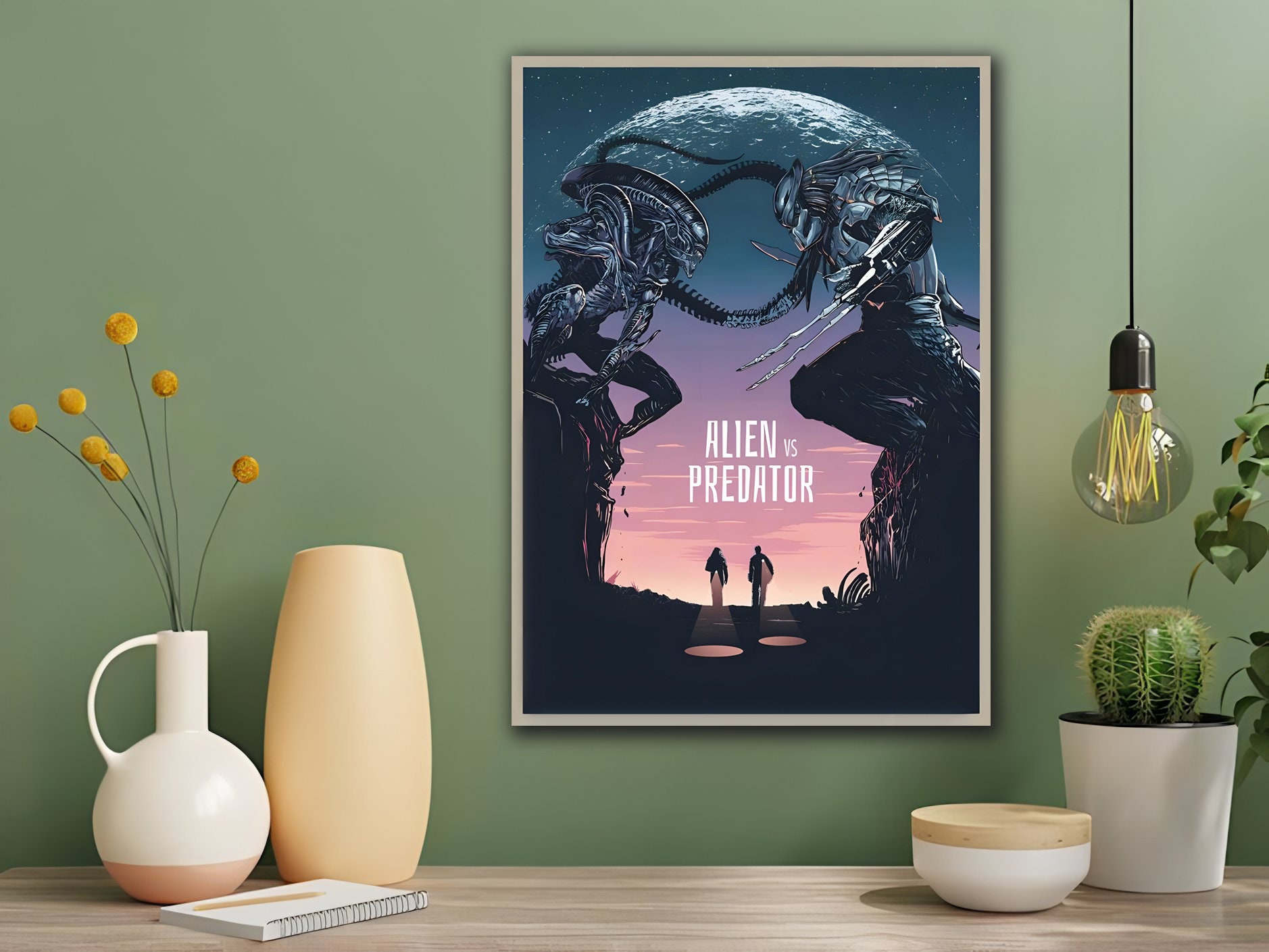 Hand Drawn Wall Art Canvas Poster, Alien Predator Fan Art, Modern Wall ...