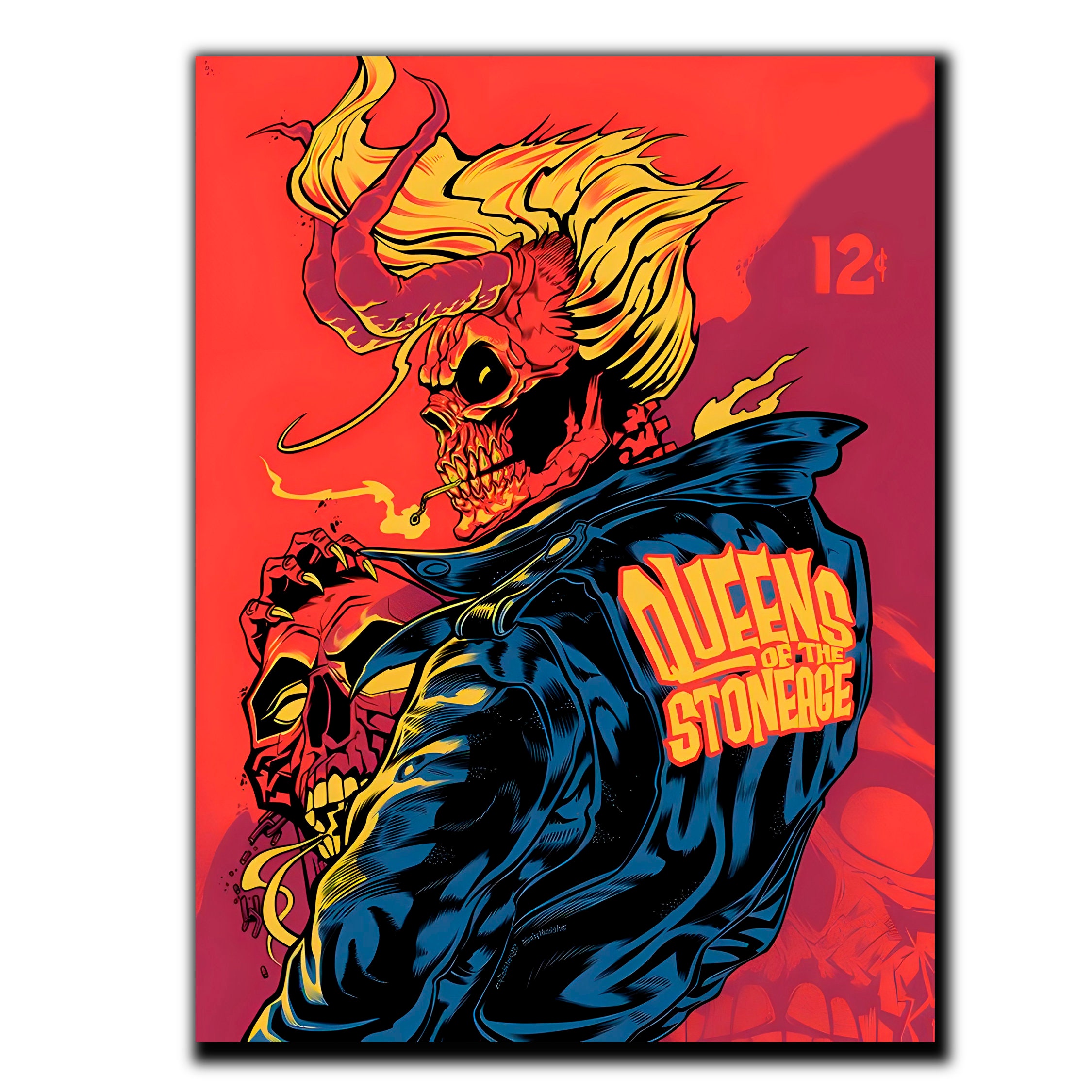 Hand Drawn Wall Art, Canvas Poster, Queens of the Stone Age Rock Band ...