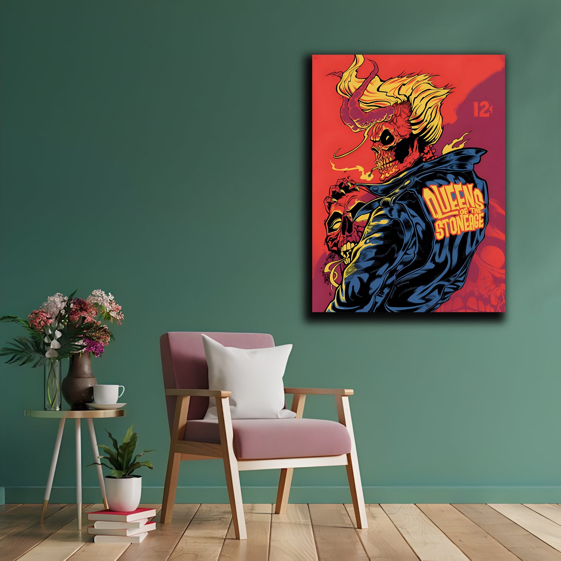 Hand Drawn Wall Art, Canvas Poster, Punk Rock Band Wall Art, Rock Band ...