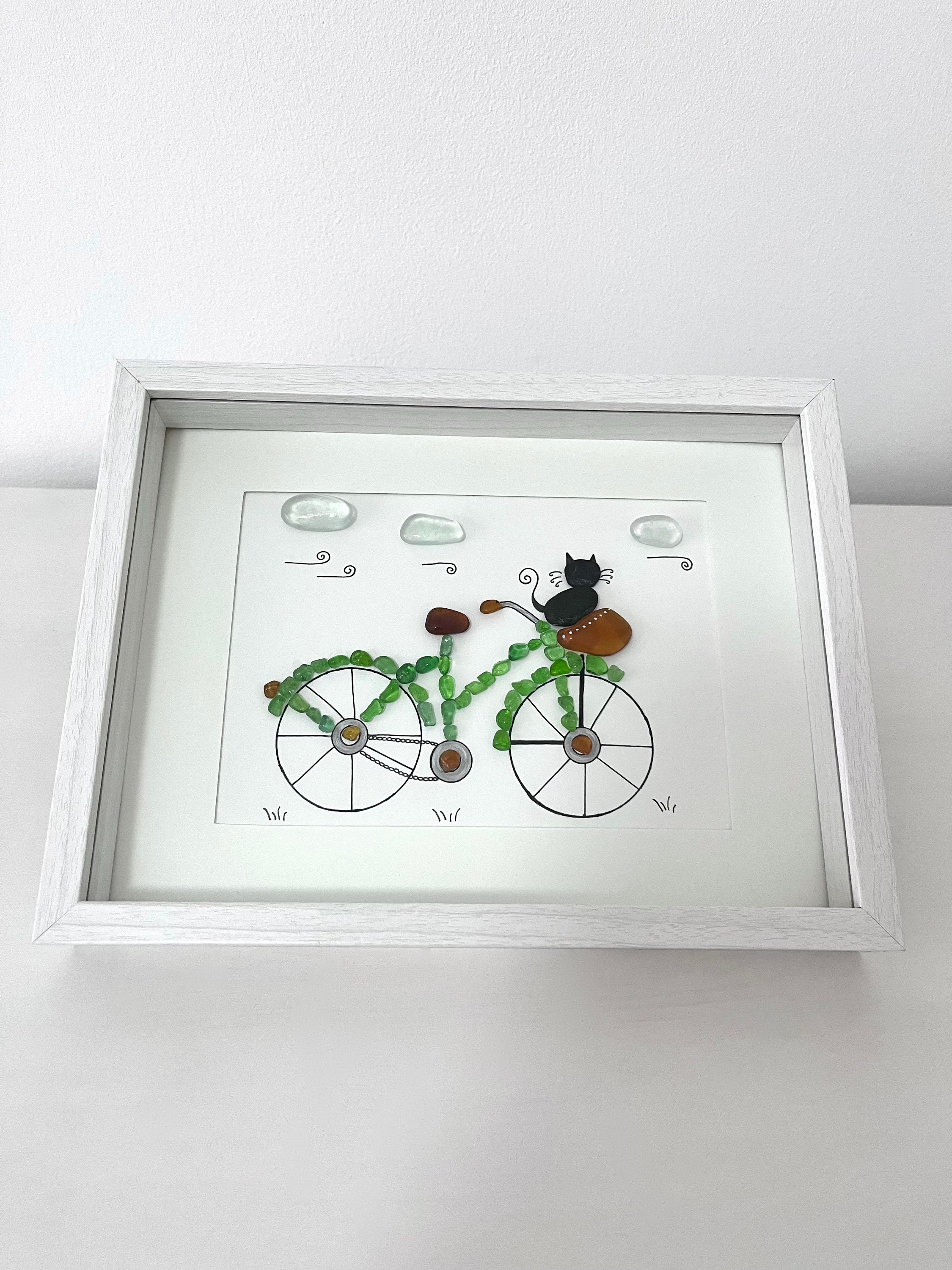 Sea Glass Bike Art Sea Glass and Pebbles Bike Art Sea Glass Cat Bike ...