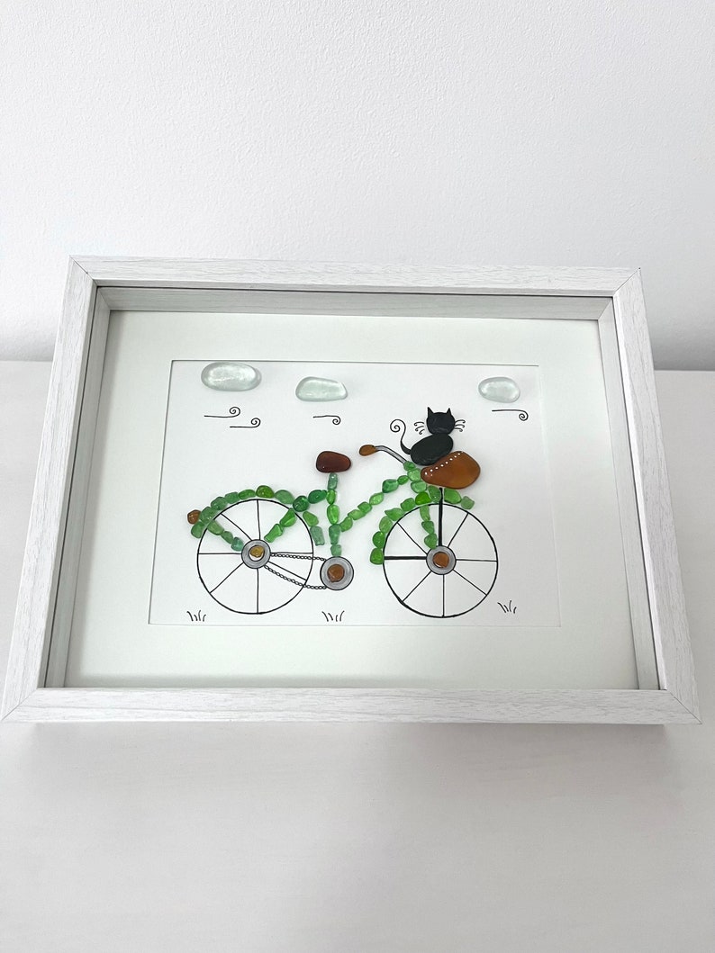 Sea Glass Bike Art Sea Glass and Pebbles Bike Art Sea Glass Cat Bike ...