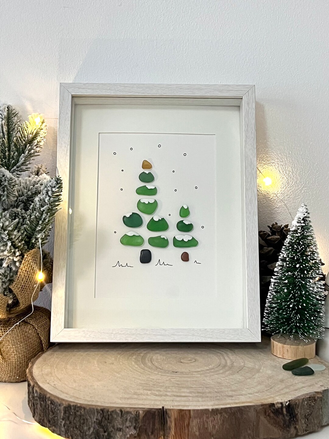 Christmas Sea Glass Art Sea Glass Christmas Trees Etsy