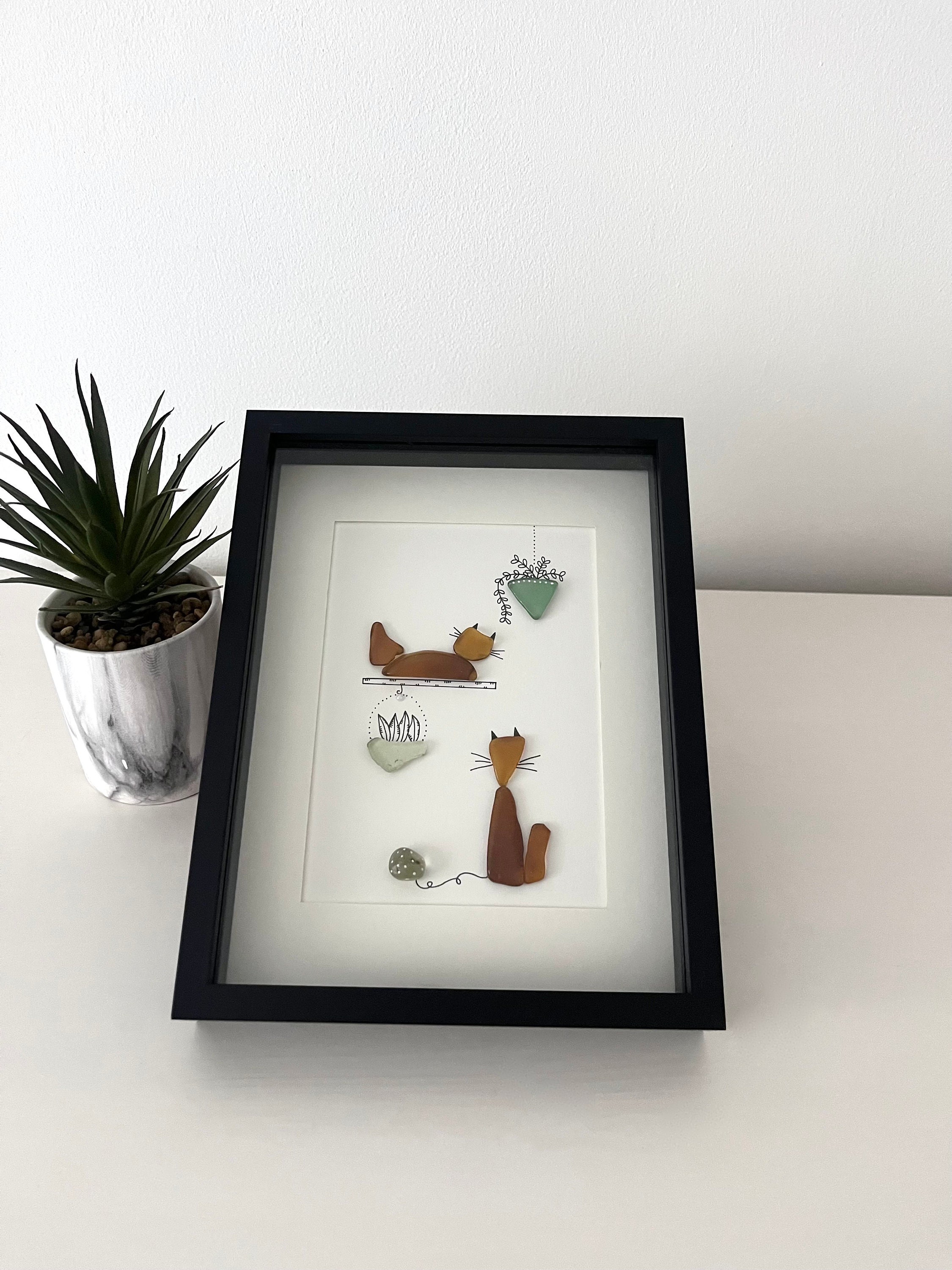 Two Sea Glass Cats Sea Glass and Pebbles Sea Glass Cats - Etsy