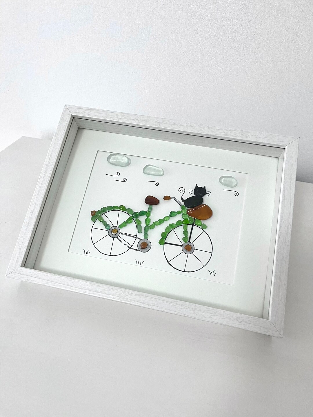 Sea Glass Bike Art Sea Glass and Pebbles Bike Art Sea Glass Cat Bike ...