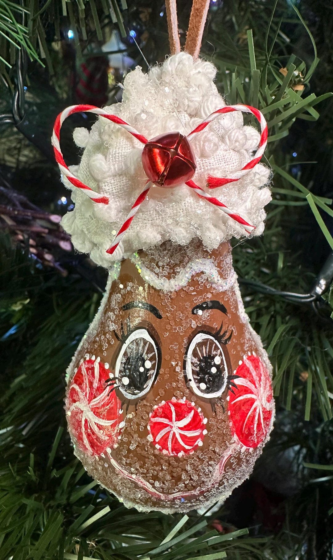 Candy Cane Gingerbread Man Light Bulb Ornament - Etsy