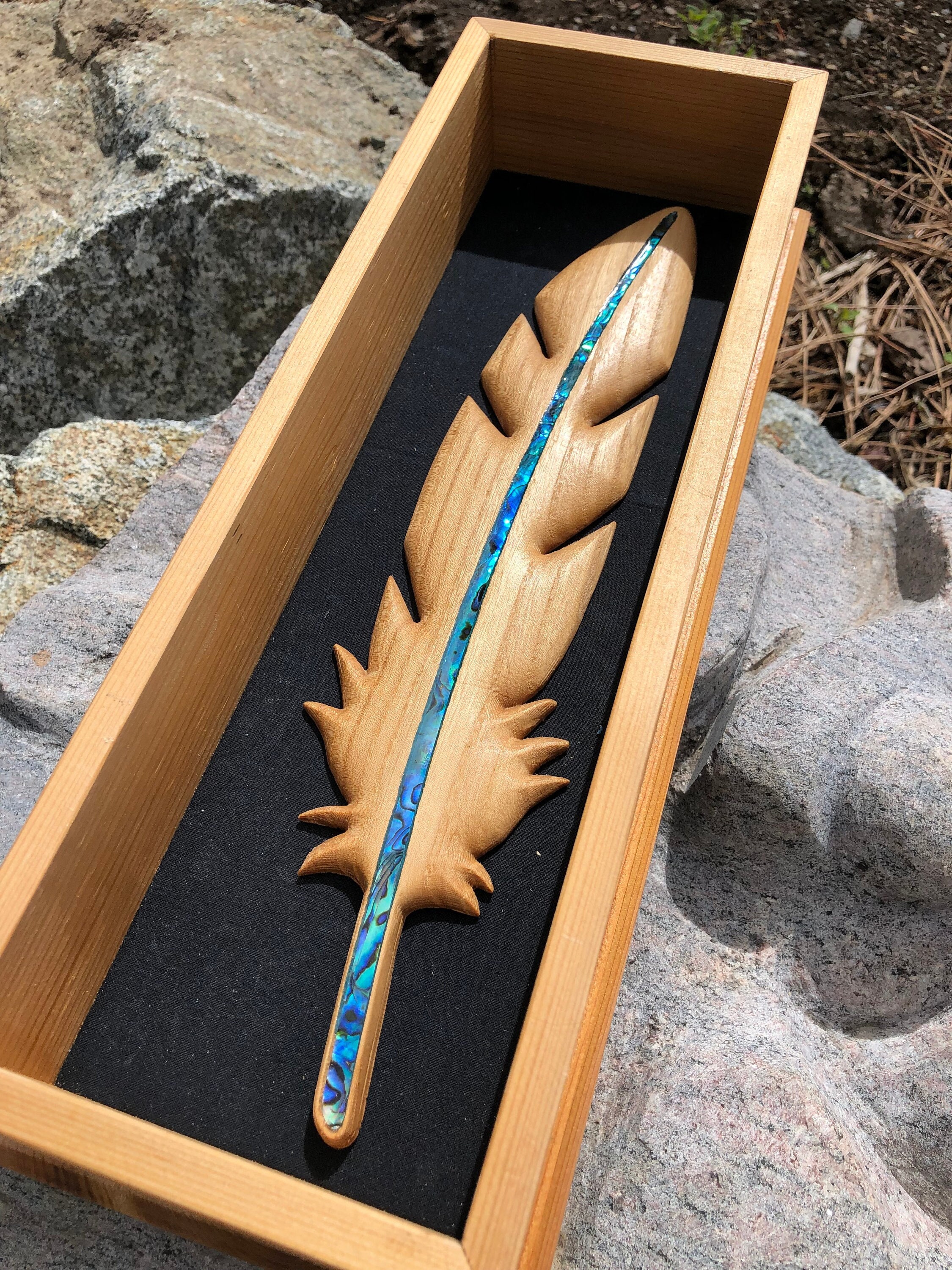 Wood Eagle Feather in Alder Case - Etsy