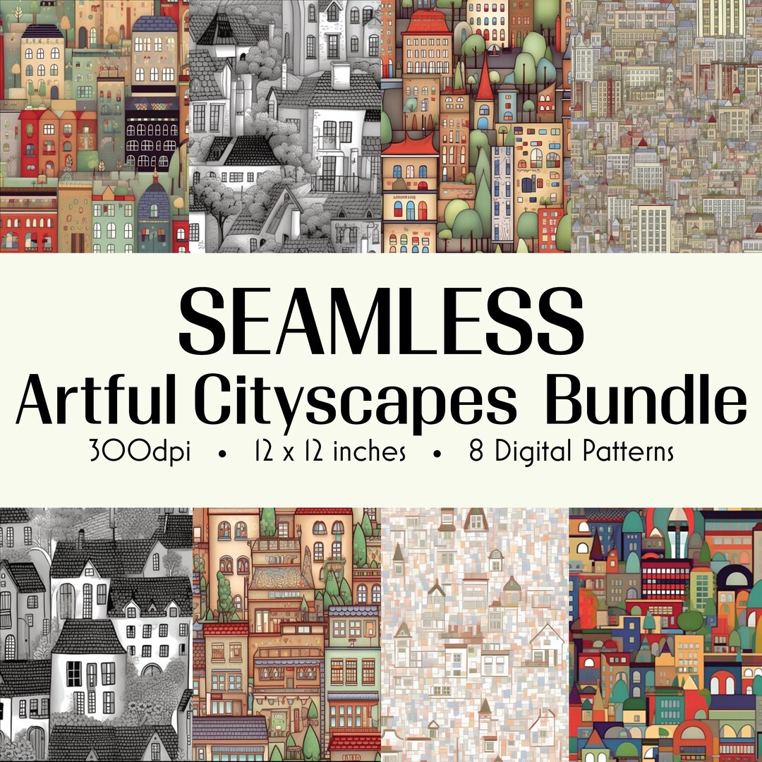 Artful Cityscapes Digital Paper Pack - City Backgrounds - Vibrant City ...