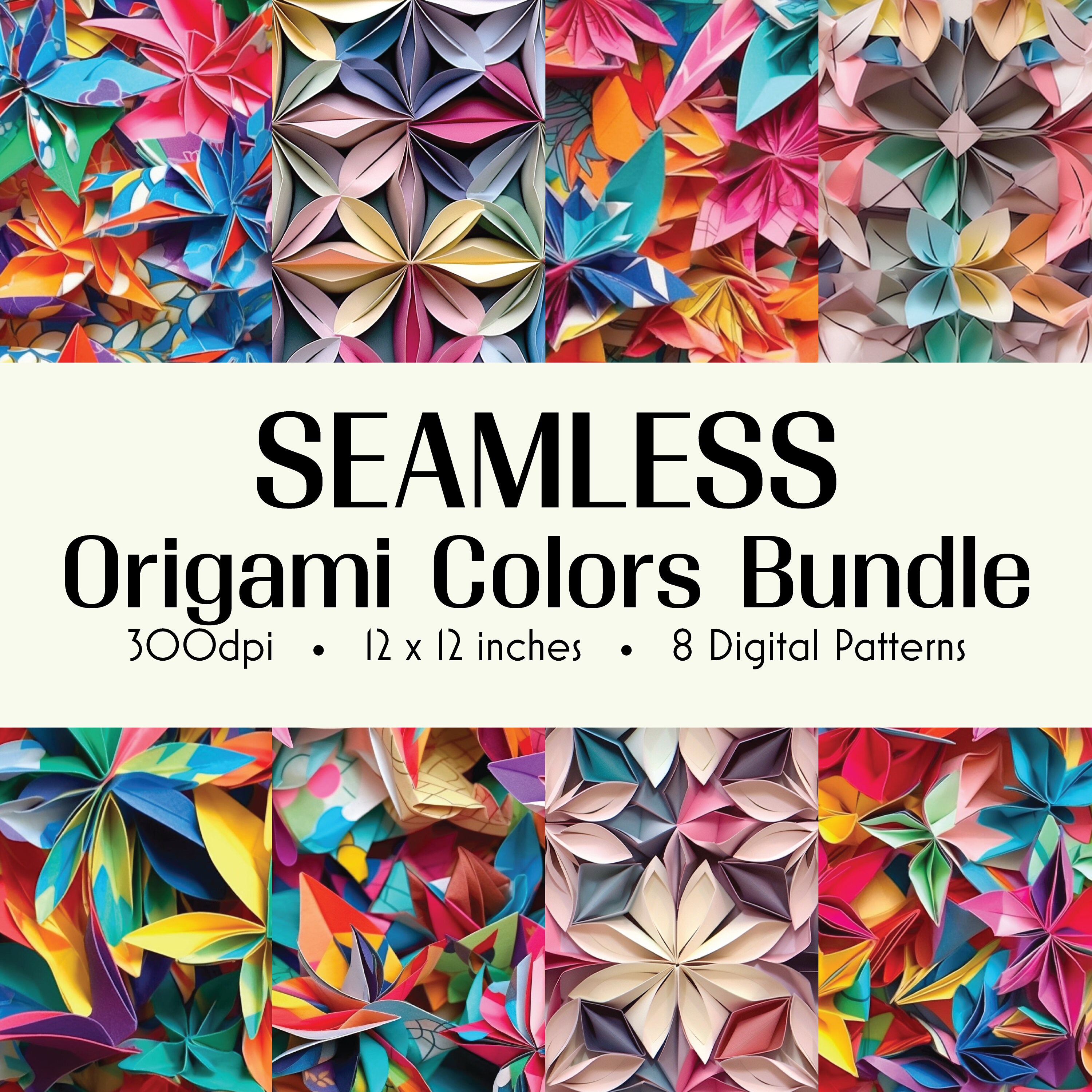 Origami Colors Digital Paper Pack - Origami Backgrounds - Colorful ...