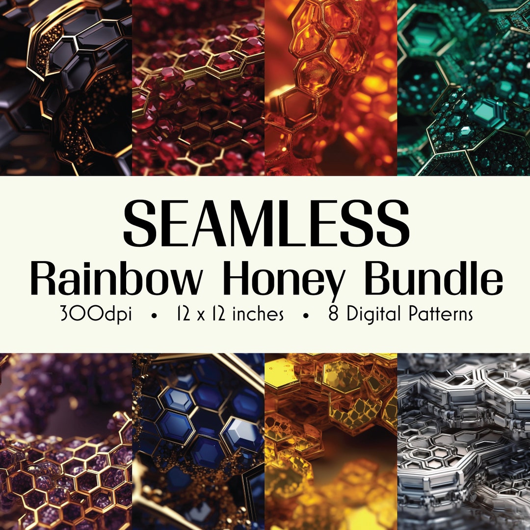 Rainbow Honey Digital Paper Pack - Honeycomb Backgrounds - Rainbow ...