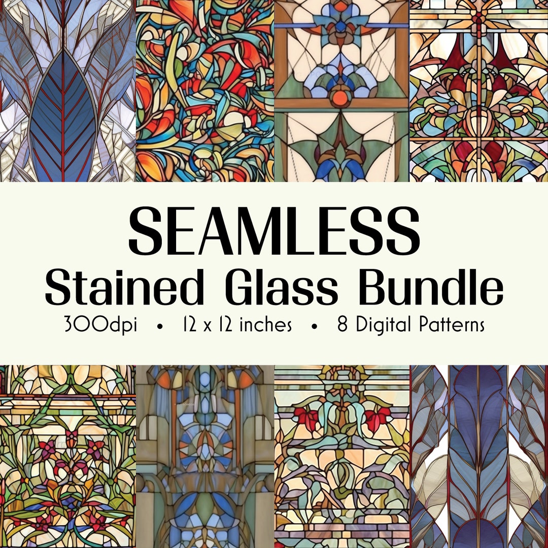 Stained Glass Digital Paper Pack - Stained Glass Backgrounds - Stained ...