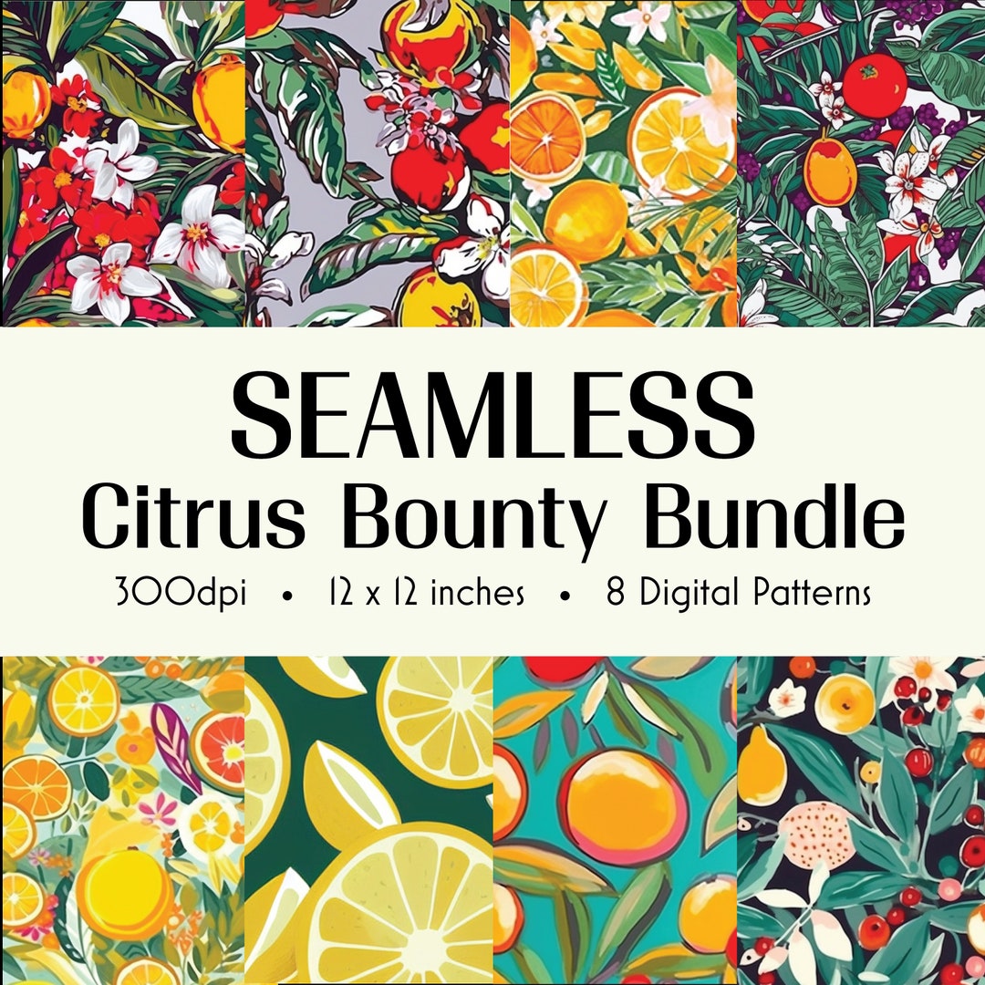 Citrus Bounty Digital Paper Pack - Painted Citrus Backgrounds - Fruit ...