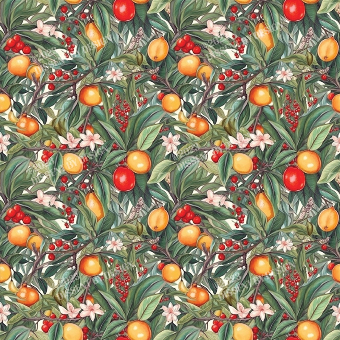 Vibrant Fruit Digital Paper Pack - Painted Fruit Backgrounds - Fruit ...