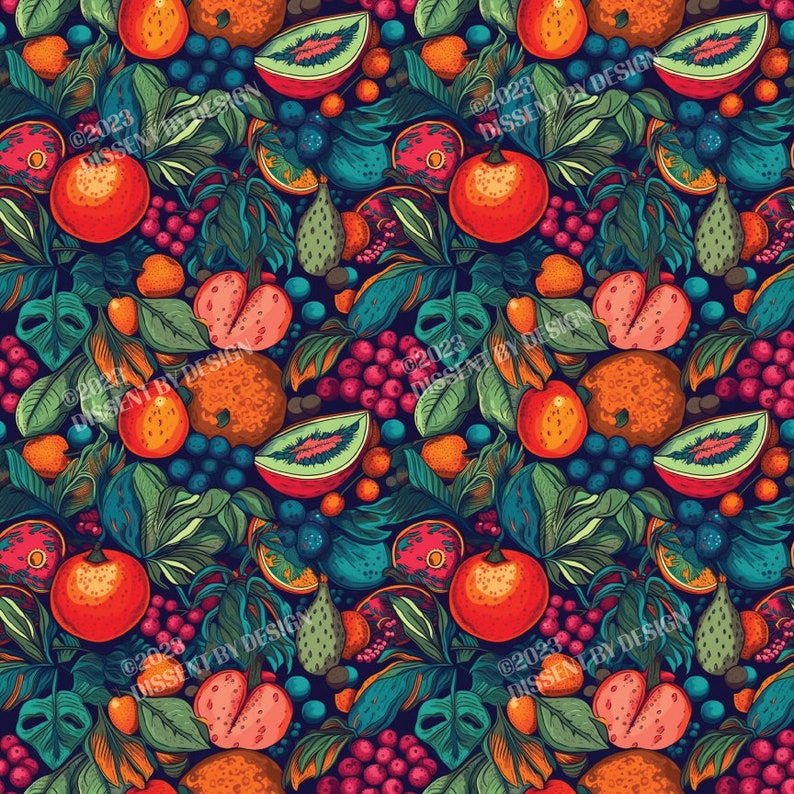 Vibrant Fruit Digital Paper Pack - Painted Fruit Backgrounds - Fruit ...