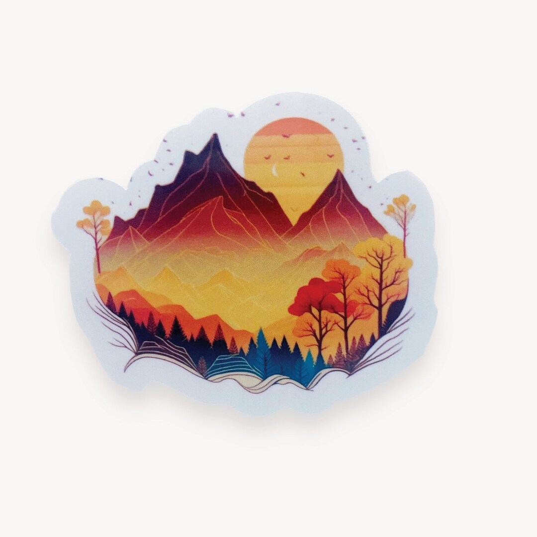 Sunset Sticker, Mountain Sticker, Nature Sticker, Vinyl Sticker ...