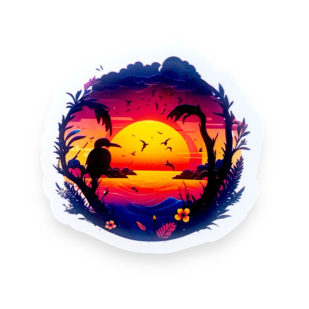 Sunset Sticker, Sunset Beach Sticker, Beach Sticker, Vinyl Sticker ...