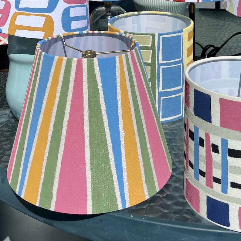 Spotlights is a Hand Painted Lampshade Based on the Los Angeles Skyline ...