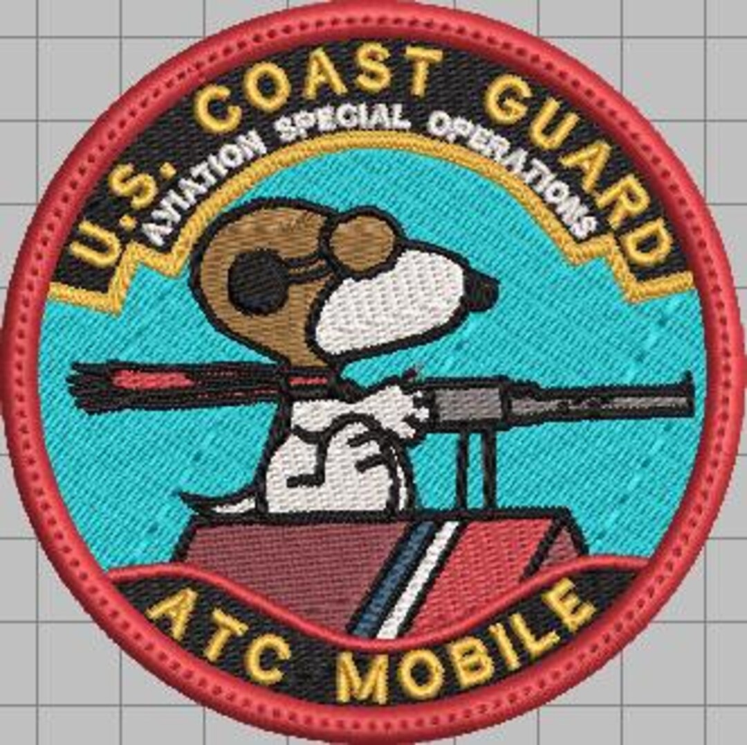 USCG Snoopy ATC Mobile Patch Embroidery Design File - Etsy