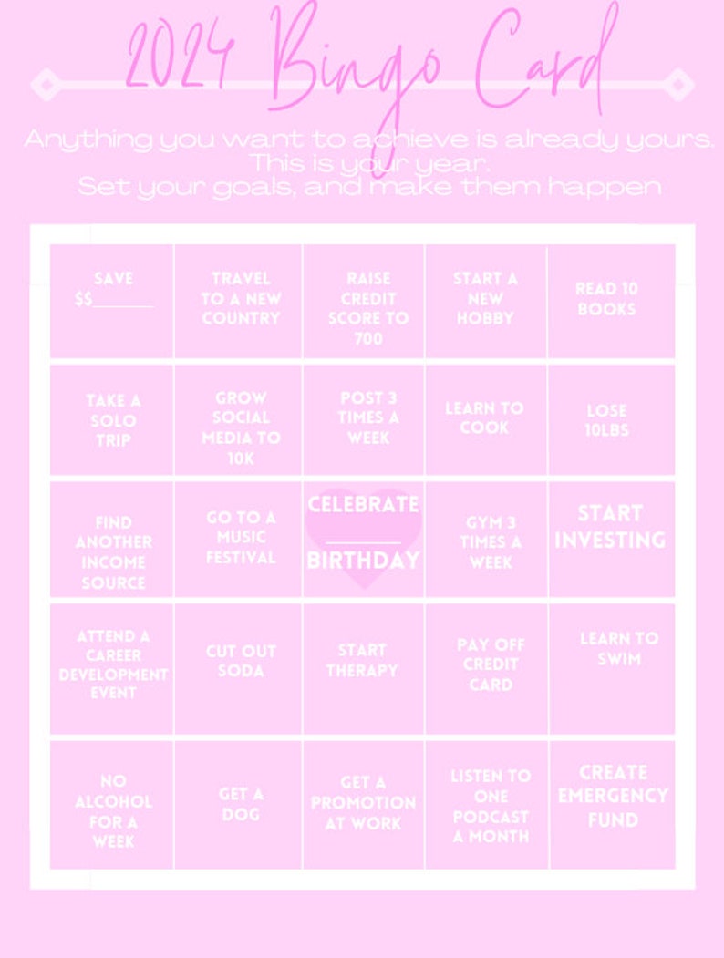 2024 Goal Setting Bingo Card - Etsy 2024 Goal Setting Bingo Card - Etsy