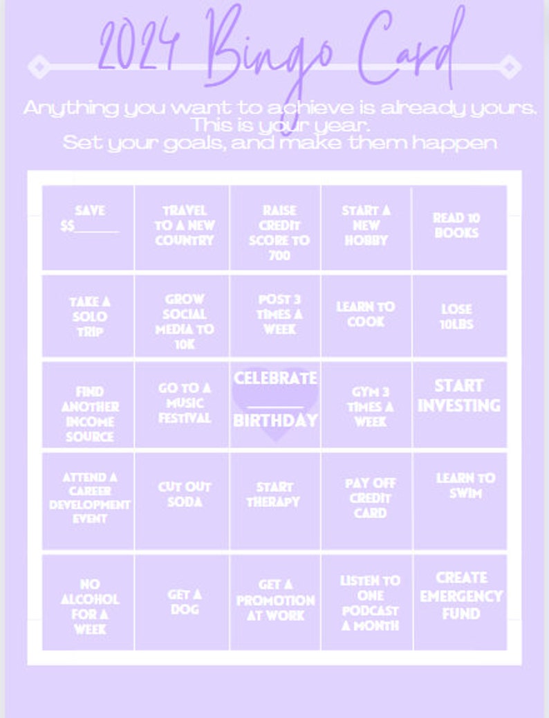 2024 Goal Setting Bingo Card - Etsy 2024 Goal Setting Bingo Card - Etsy