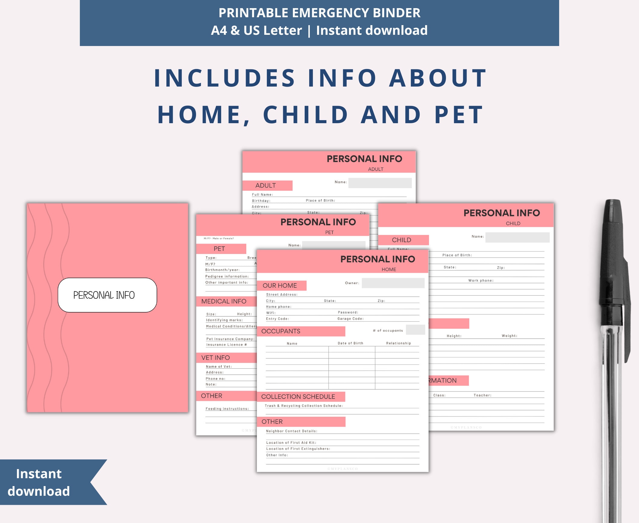 Emergency Binder Printable, Emergency Planner Binder, in Case of ...