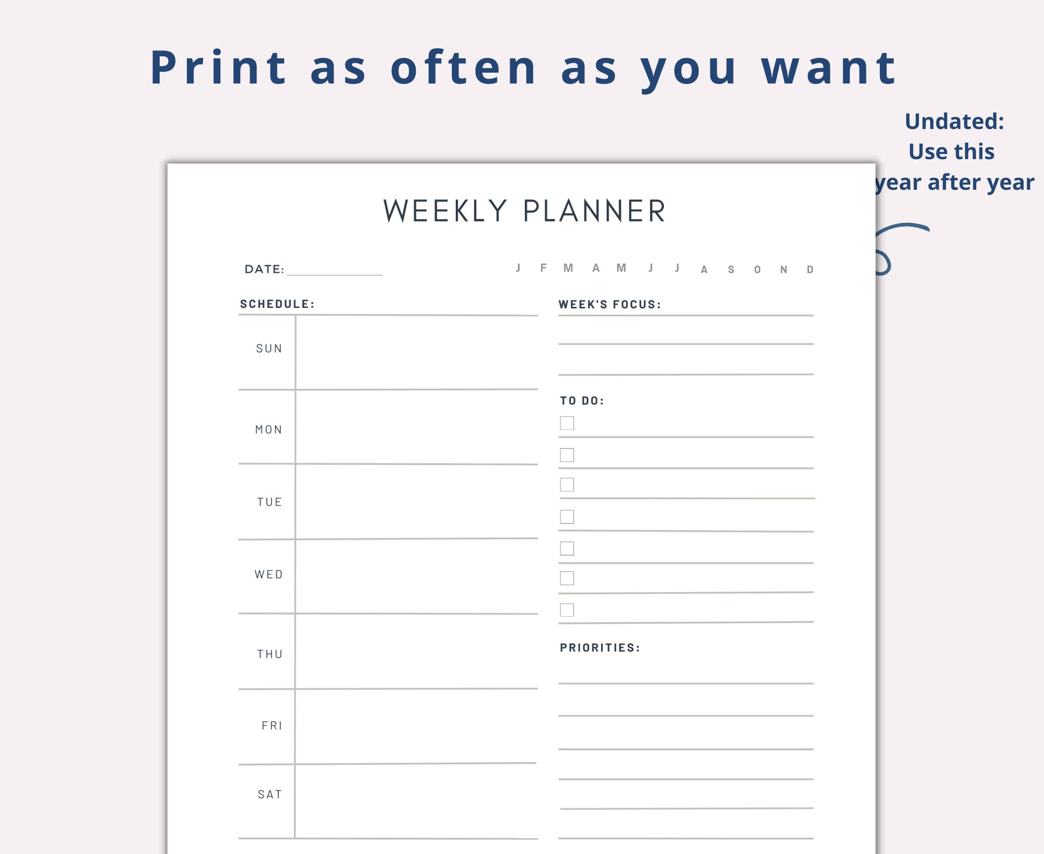 Weekly Planner Printable Weeky Schedule Planner Work Planner Homework ...