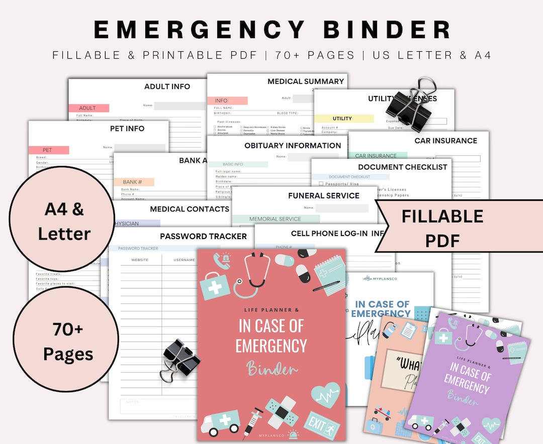 Fillable Emergency Binder Printable End of Life Planner What If Binder ...