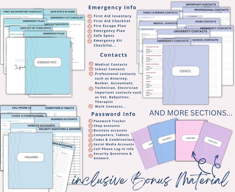 Editable Emergency Binder, Just in Case Binder, Emergency Planner, End ...