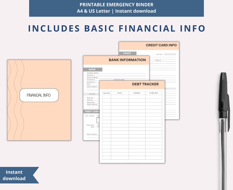Carpeta de emergencia imprimible, Carpeta de planificación de ...