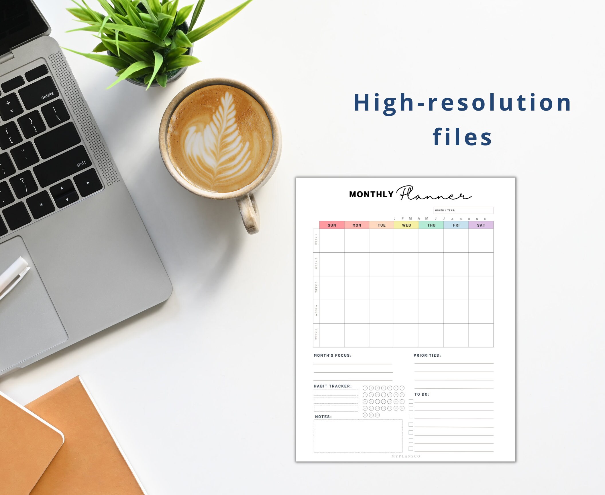 Printable Monthly Planner, Minimalist Monthly Calendar, Monthly ...