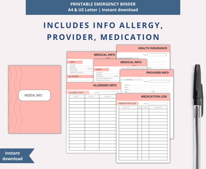 Emergency Binder Printable, Emergency Planner Binder, in Case of ...