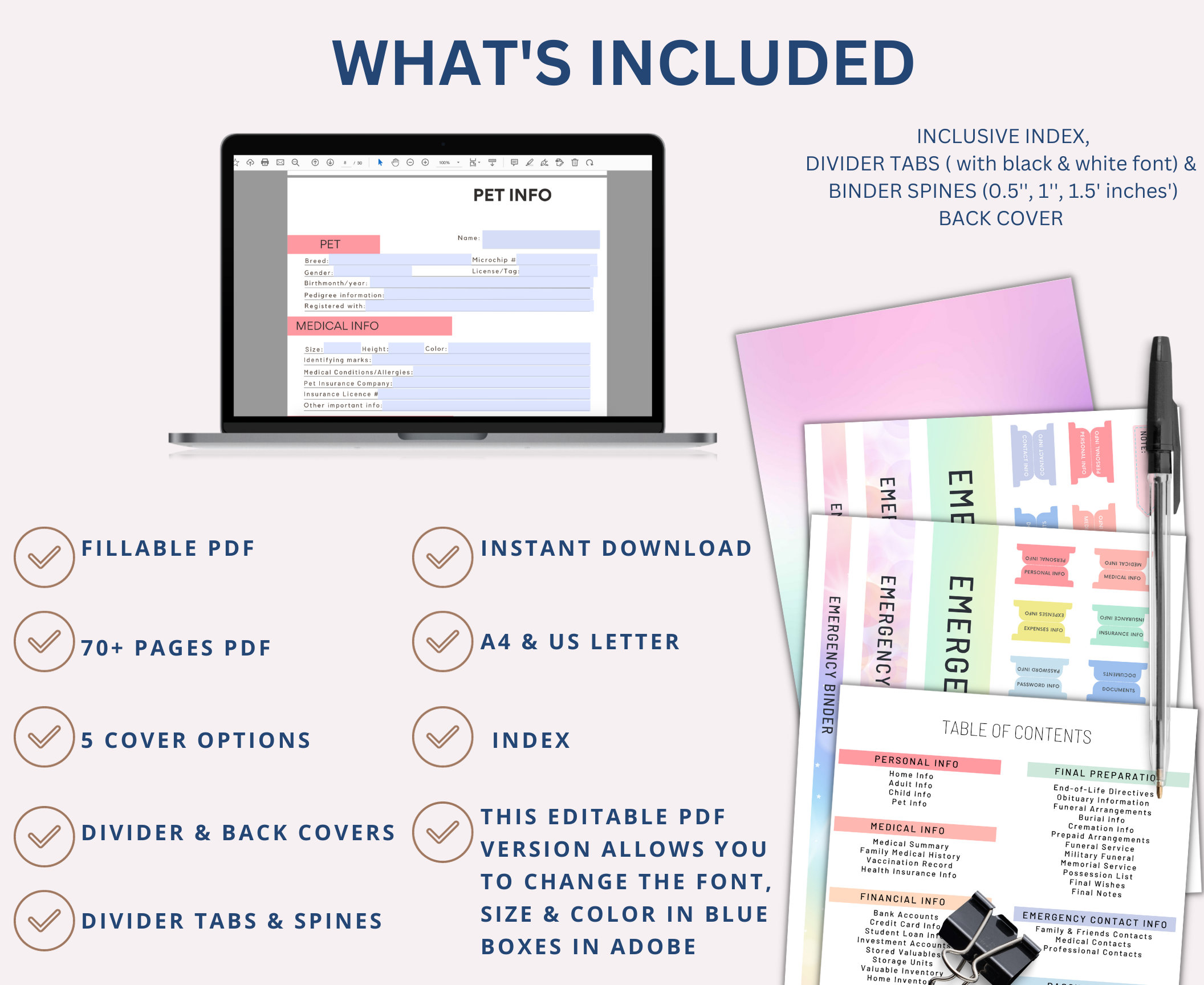 Editable in Case of Emergency Planner Printable Emergency Binder, End ...
