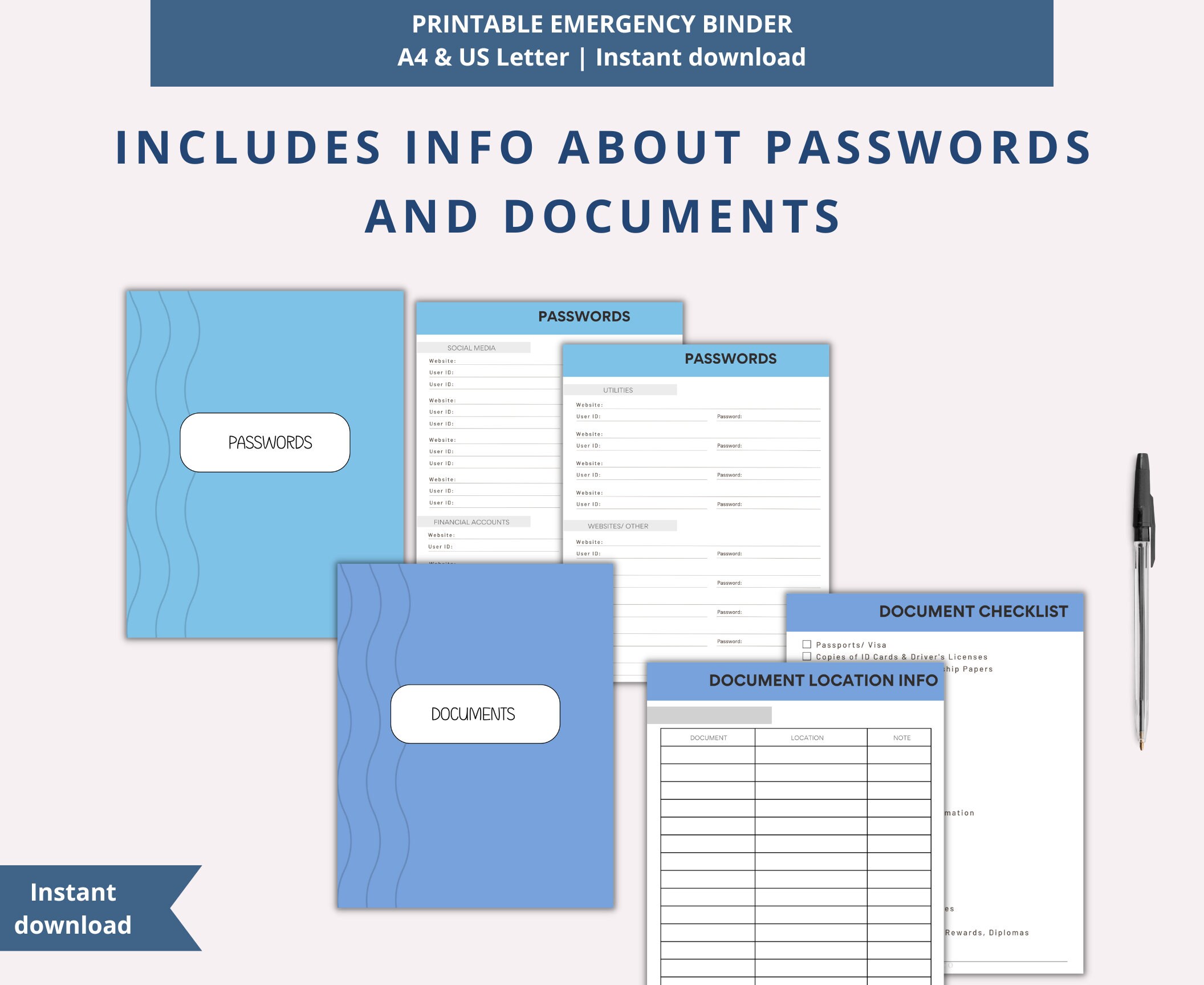 Emergency Binder Printable, Emergency Planner Binder, in Case of ...
