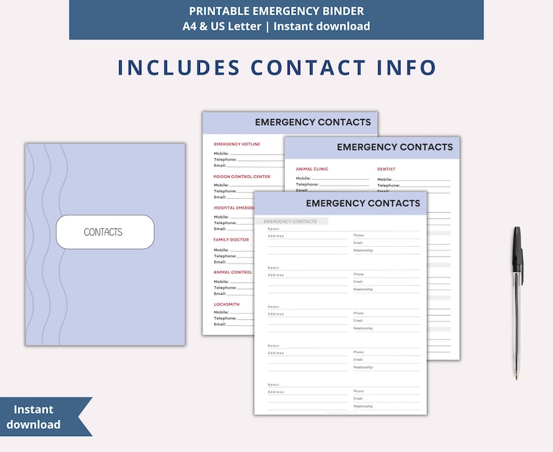 Emergency Binder Printable, Emergency Planner Binder, in Case of ...
